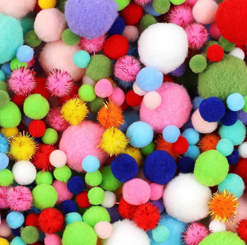 900 PCS Pom Poms, Multicolor Bulk Pom Poms Arts and Crafts, Soft and ...