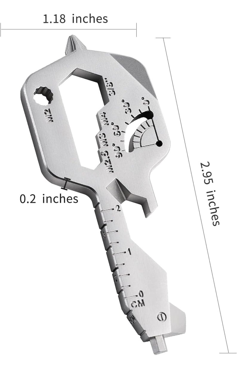 20-in-1 Key Shaped Multitool, Stainless Steel Pocket Tool, EDC Keychain ...