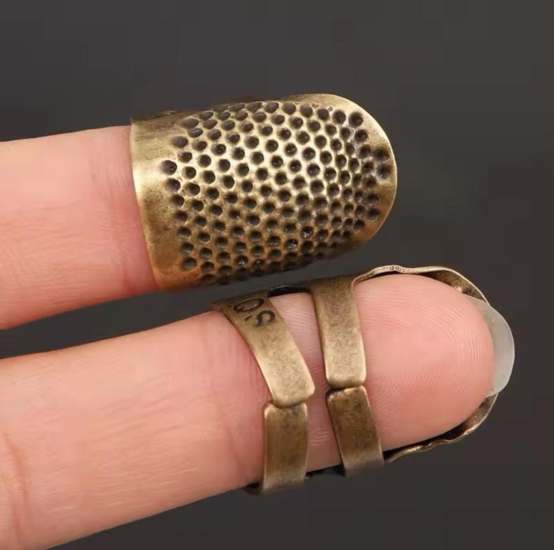Copper Thimble Sewing Retro Finger Protector Anti Slip Ring to Protect ...