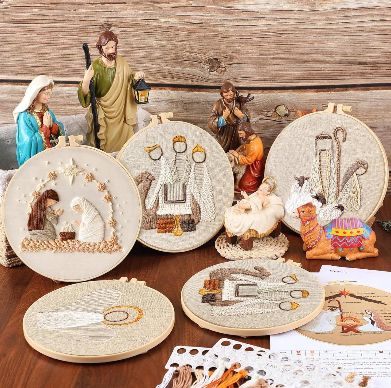 Nativity Scene Embroidery Kits (set of 4), Embroidery Kit for Beginners ...