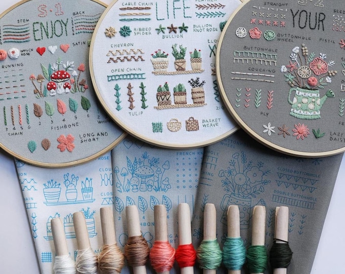 3 Set Embroidery Kit Art Craft Sewing Set DIY Cross Stitch Starter for ...