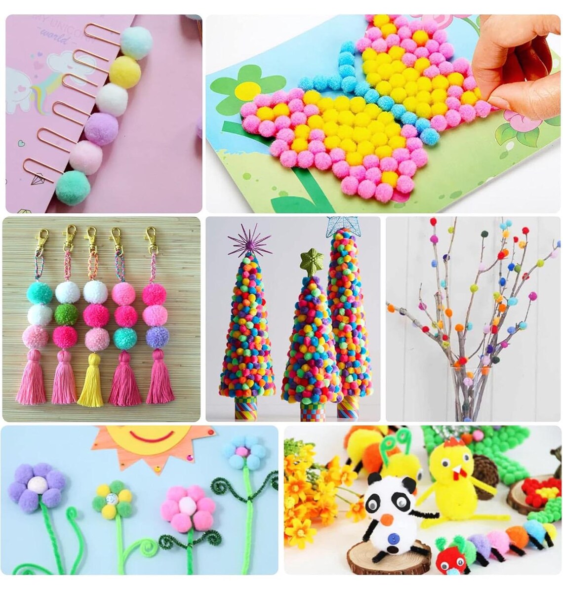 900 PCS Pom Poms, Multicolor Bulk Pom Poms Arts and Crafts, Soft and ...