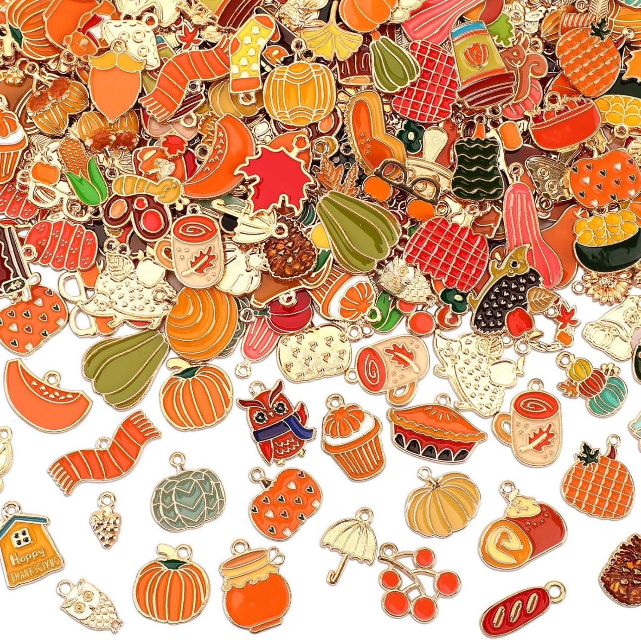 Fall Charms and Thanksgiving Charms for Jewelry Making Pumpkin, Maple ...