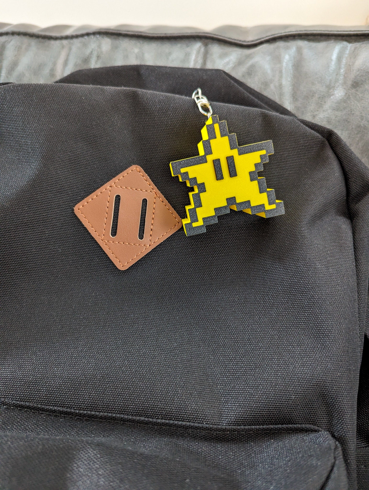 Pixelated Super Mario Star Keychain/zipper Charm Super Mario Pixelated ...