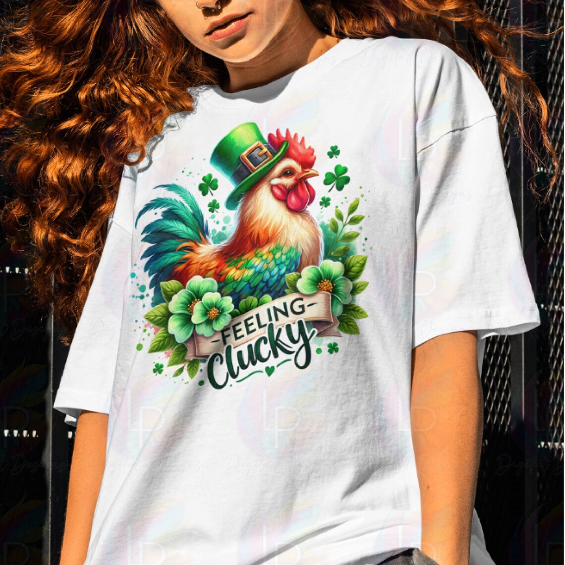Feeling Clucky Chicken PNG, Green Clovers, St. Patrick's Day ...