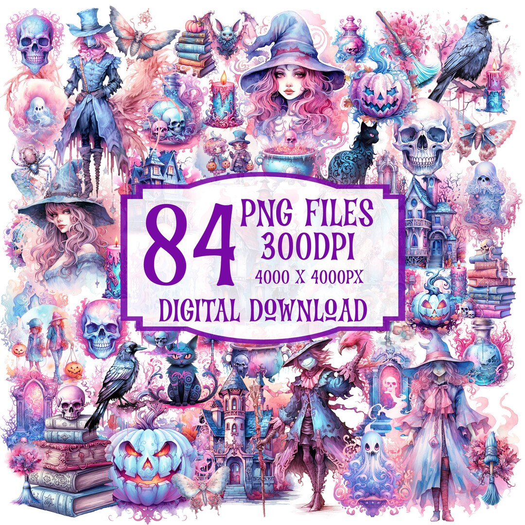 Pastel Halloween Bundle | Watercolor | Clipart Bundle | Digital ...