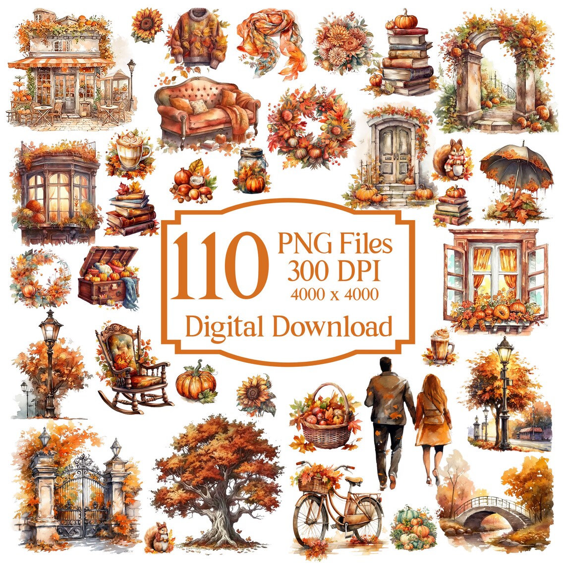 Traditional Fall Colors Clipart Bundle | Watercolor | Digital Download ...