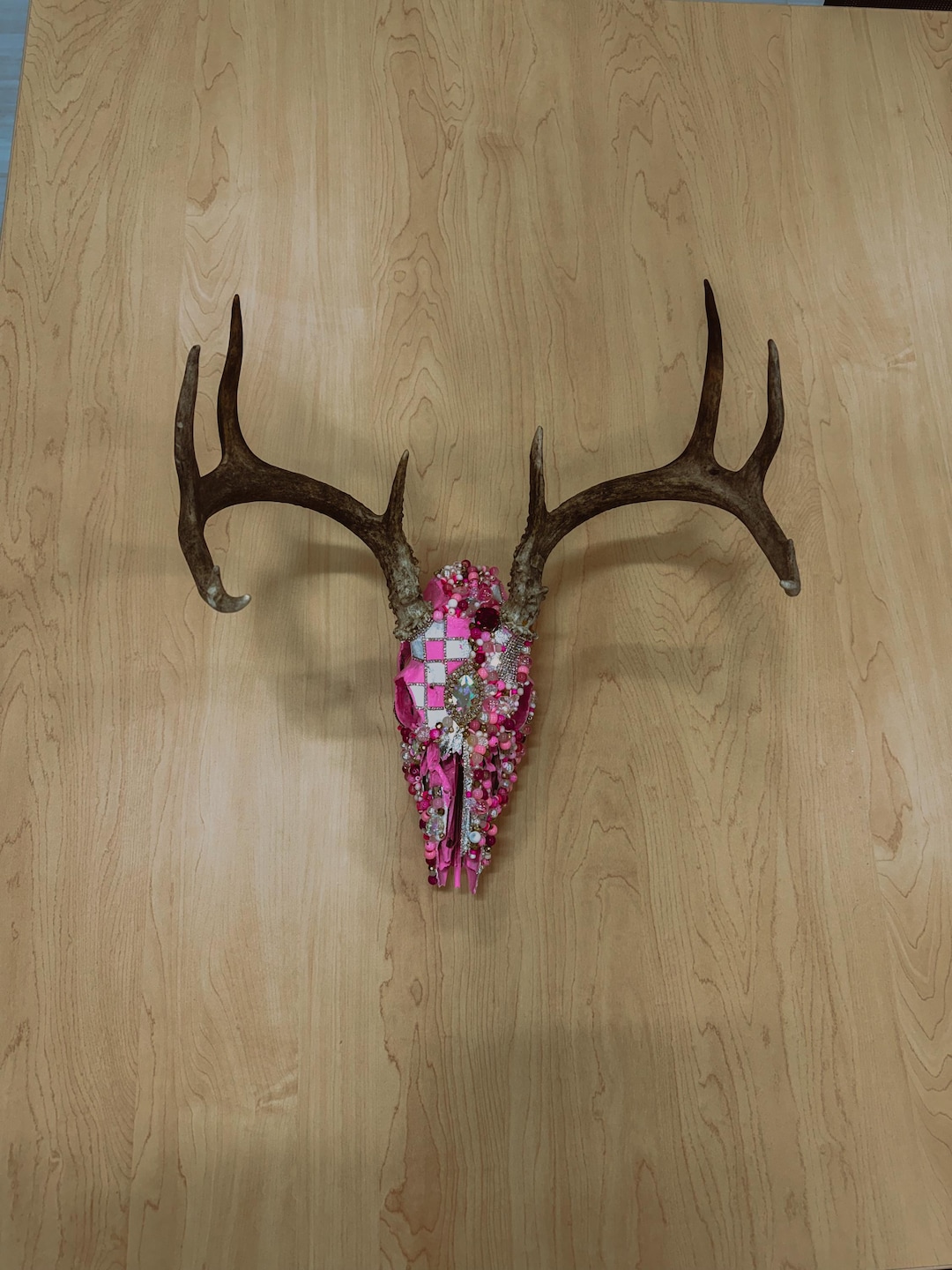 Rhinestone Deer Skull With Antlers, Hand Set With Crystals, Beads ...