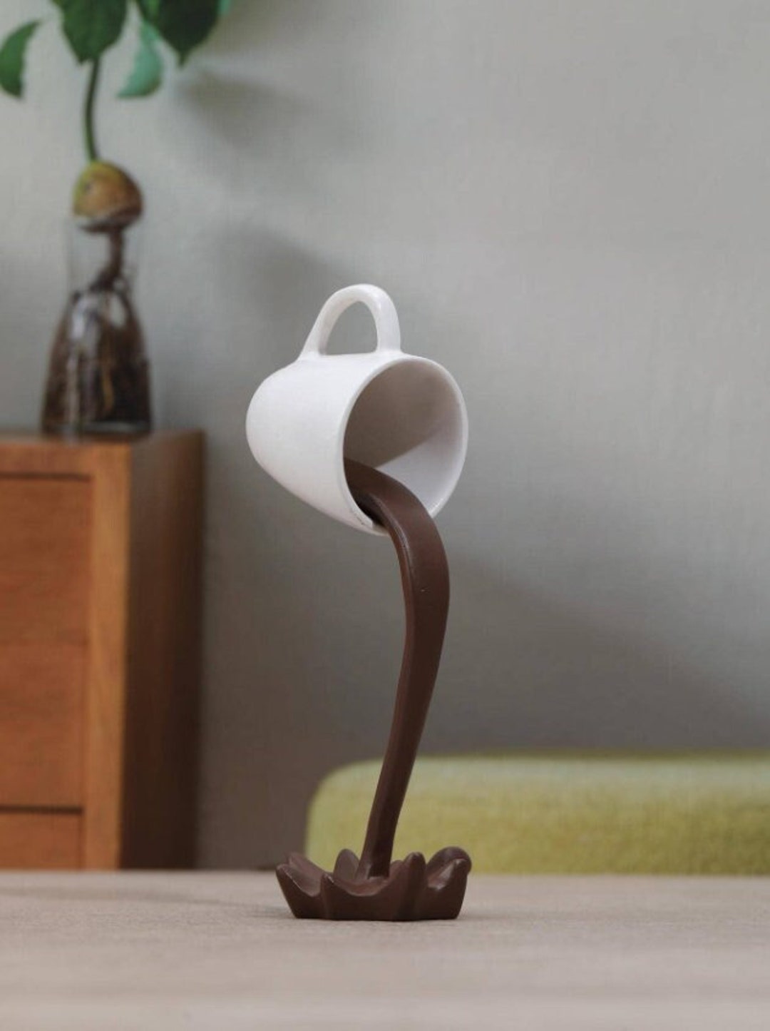 Floating Coffee Cup Mug Sculpture Kitchen Decor Pouring - Etsy