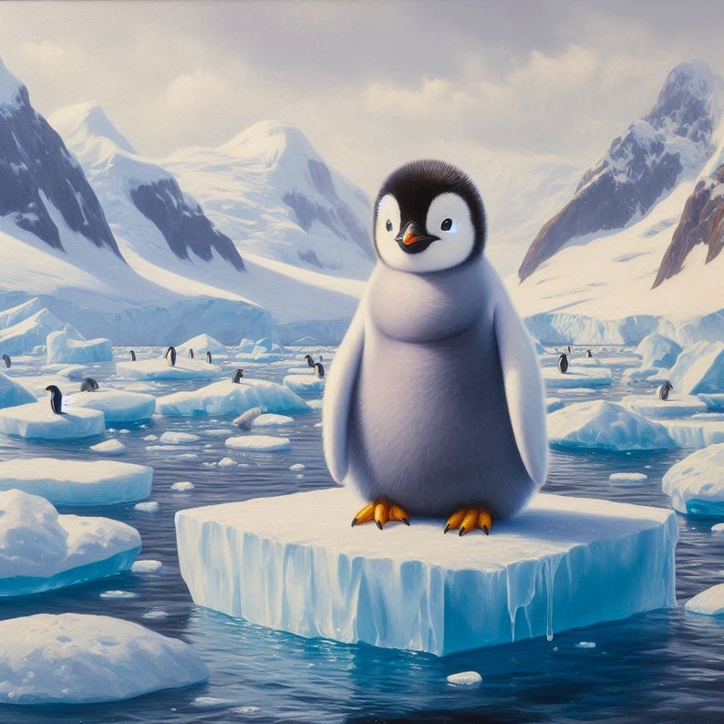 Art in Oil Penguin in Ice - Etsy