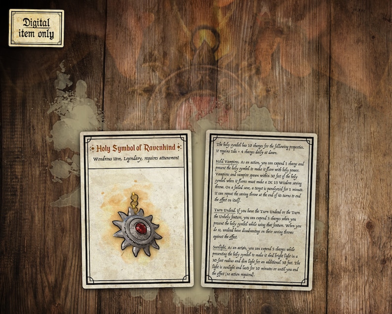 Magic Item Cards - Curse of Strahd (D&D 5e) - Etsy