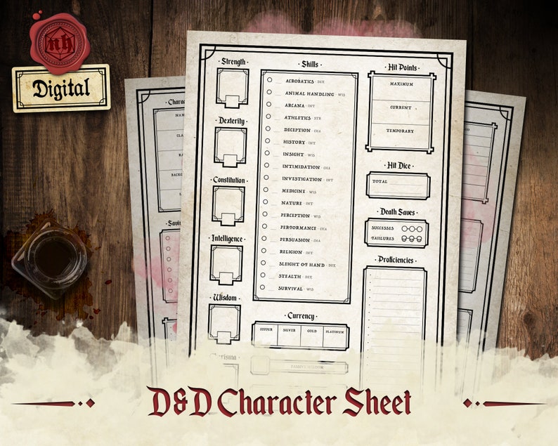 Digital Character Sheet - Dungeons & Dragons 5e - Etsy