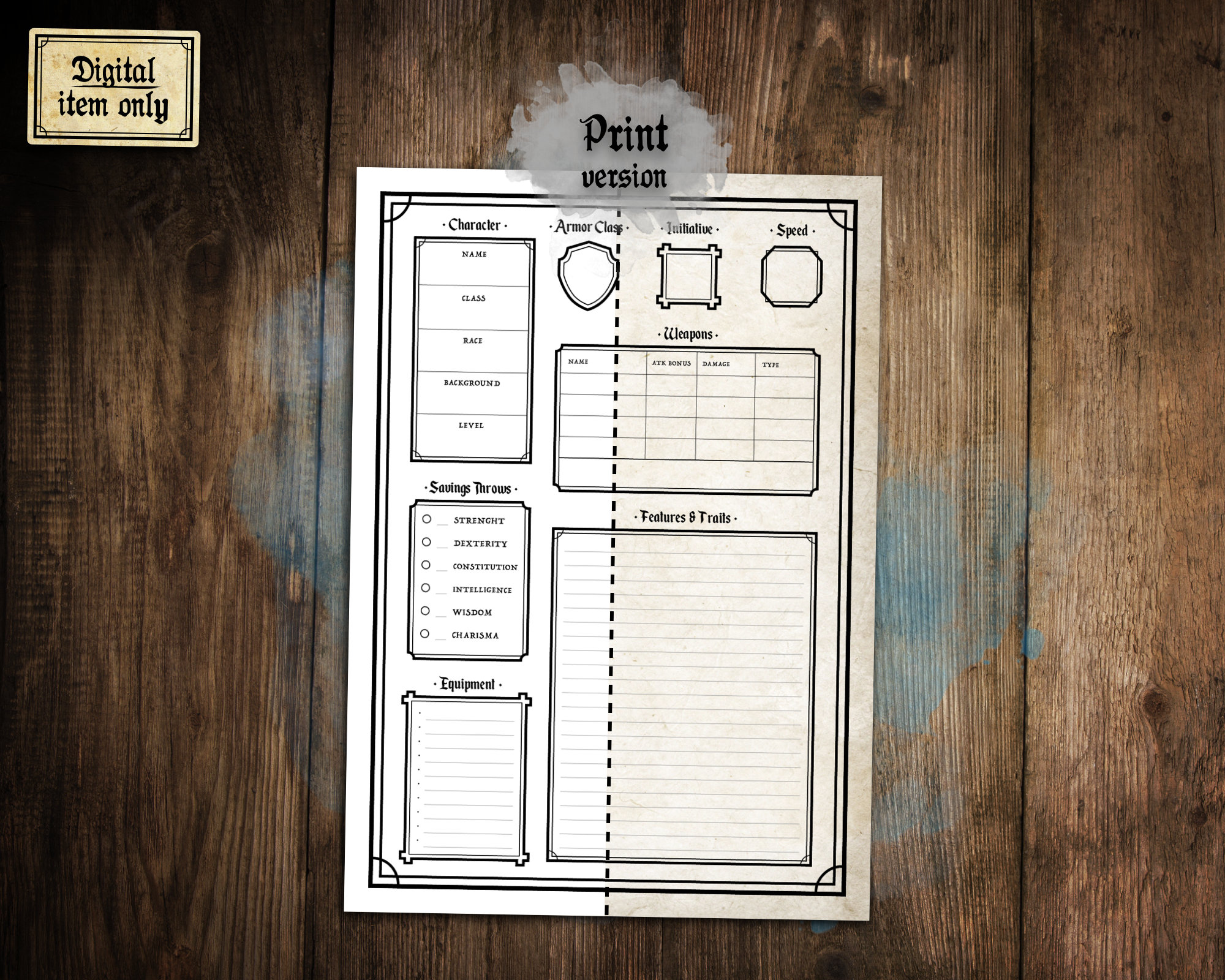 Digital Character Sheet - Dungeons & Dragons 5e - Etsy