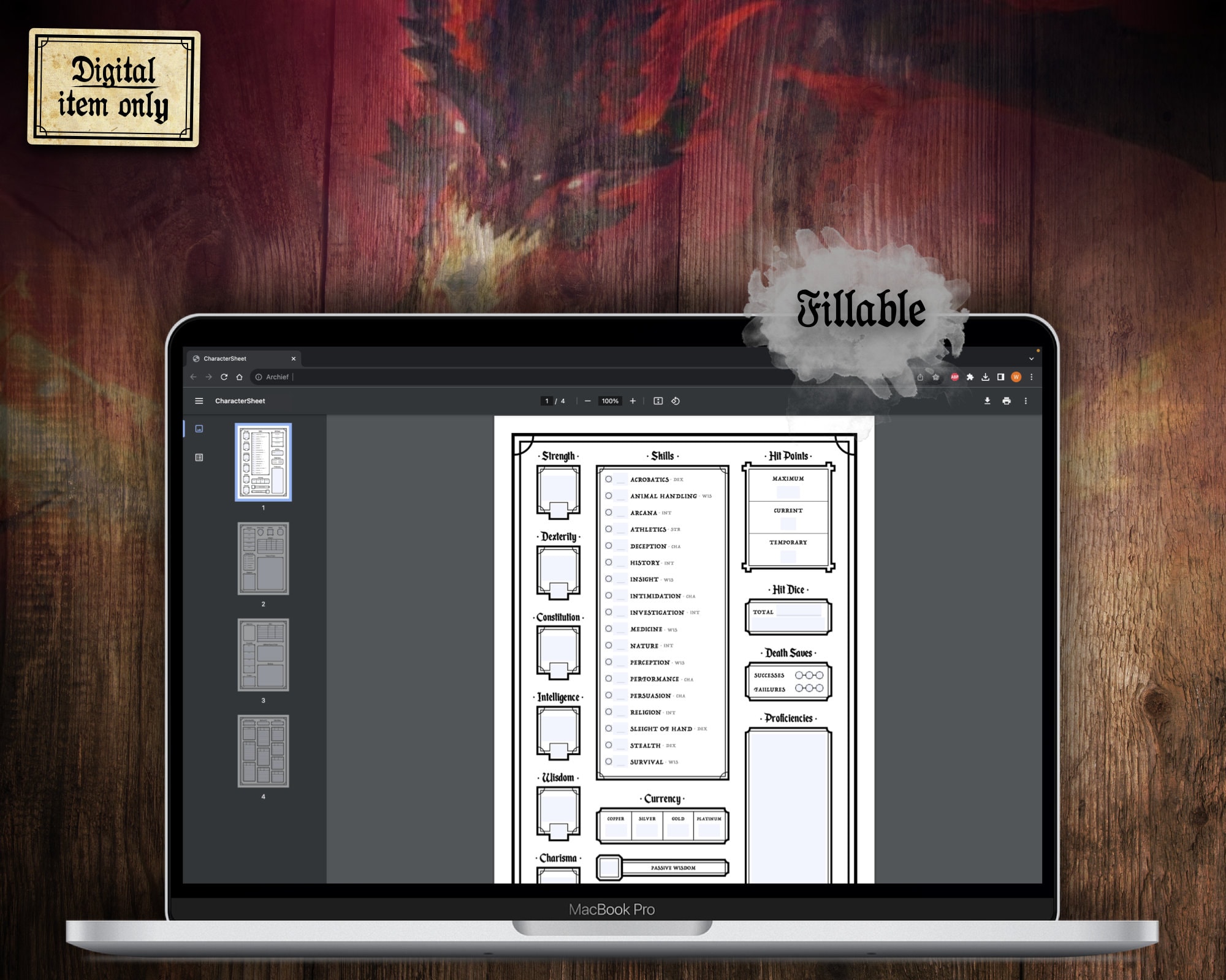 Digital Character Sheet - Dungeons & Dragons 5e - Etsy