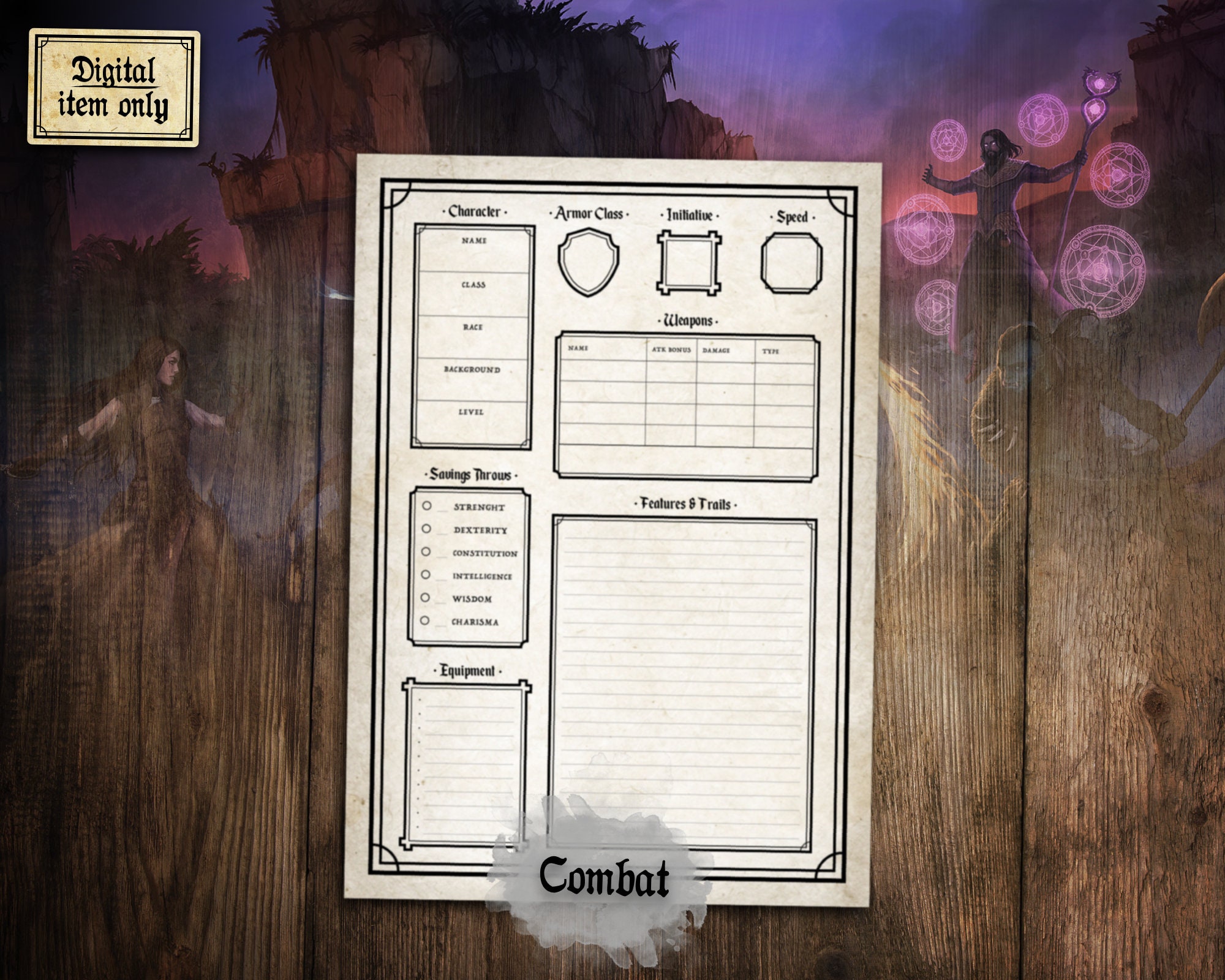 Digital Character Sheet - Dungeons & Dragons 5e - Etsy