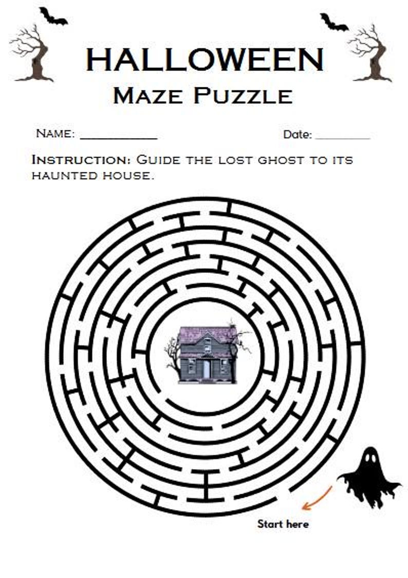 Kids Halloween Activity Pack 4 Sheets - Etsy