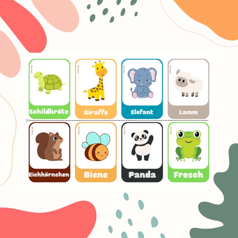Printable Flashcards 24 English, German, and French Animal Flashcards ...