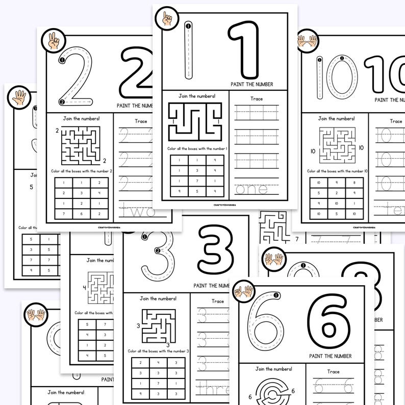 Printable Numbers Activity Book for Kids, 10 Fun Pages to Learn & Trace ...