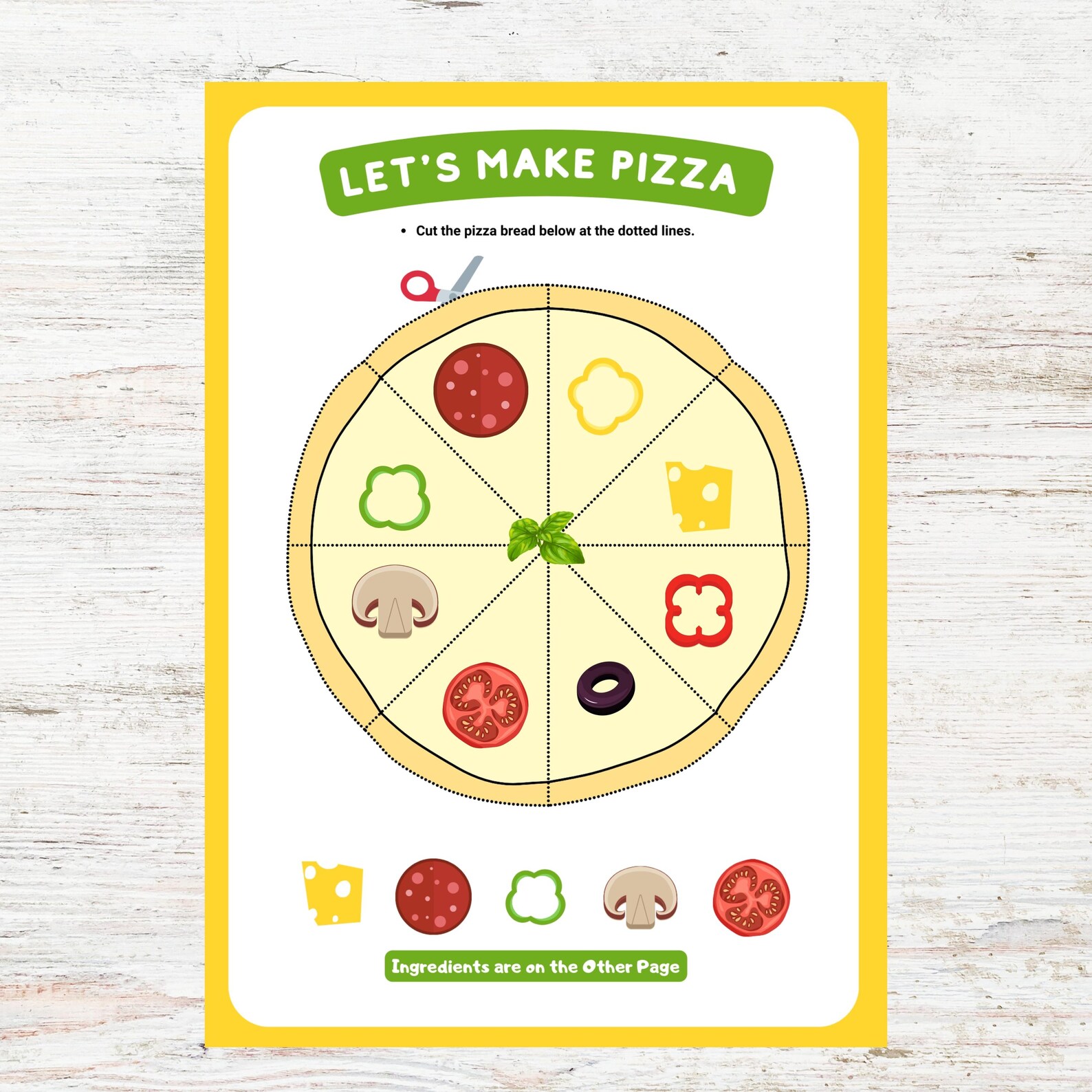 Pizza Craft Activity, Cut and Paste Preschool A4 Digital Download PDF ...