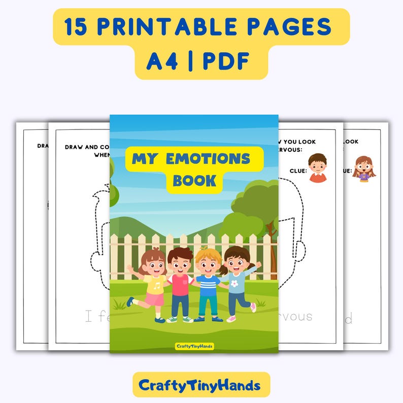 Emotions Activity for Kids Printable Toddler Feeling Chart Quiet Book ...
