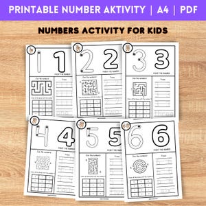 Number Activity Book – Tracing, Coloring & Maze Worksheets (A4 PDF) - Etsy