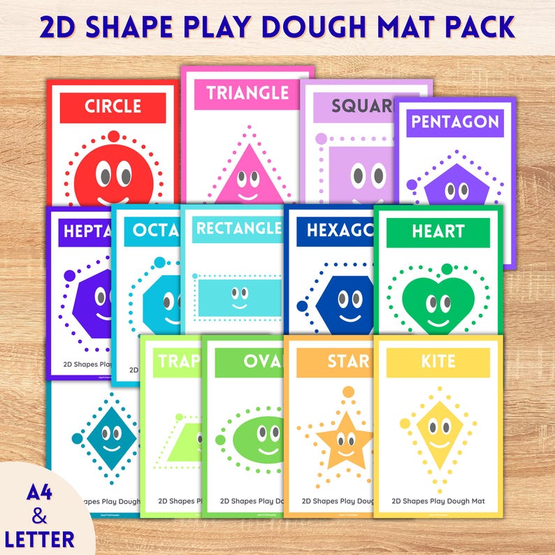 Printable Play Dough Mats, 2D Shapes for Toddlers - Etsy