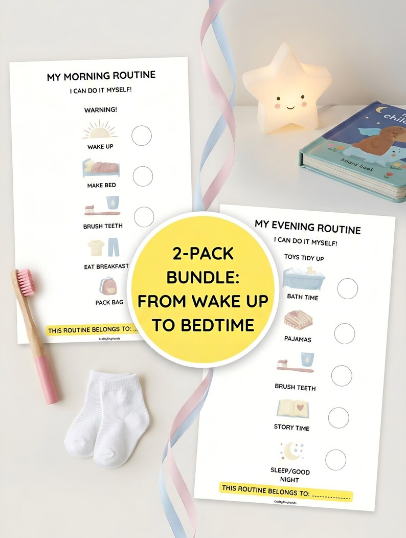 Toddler Visual Schedule Bundle, Morning and Evening Routine, Rhythm ...