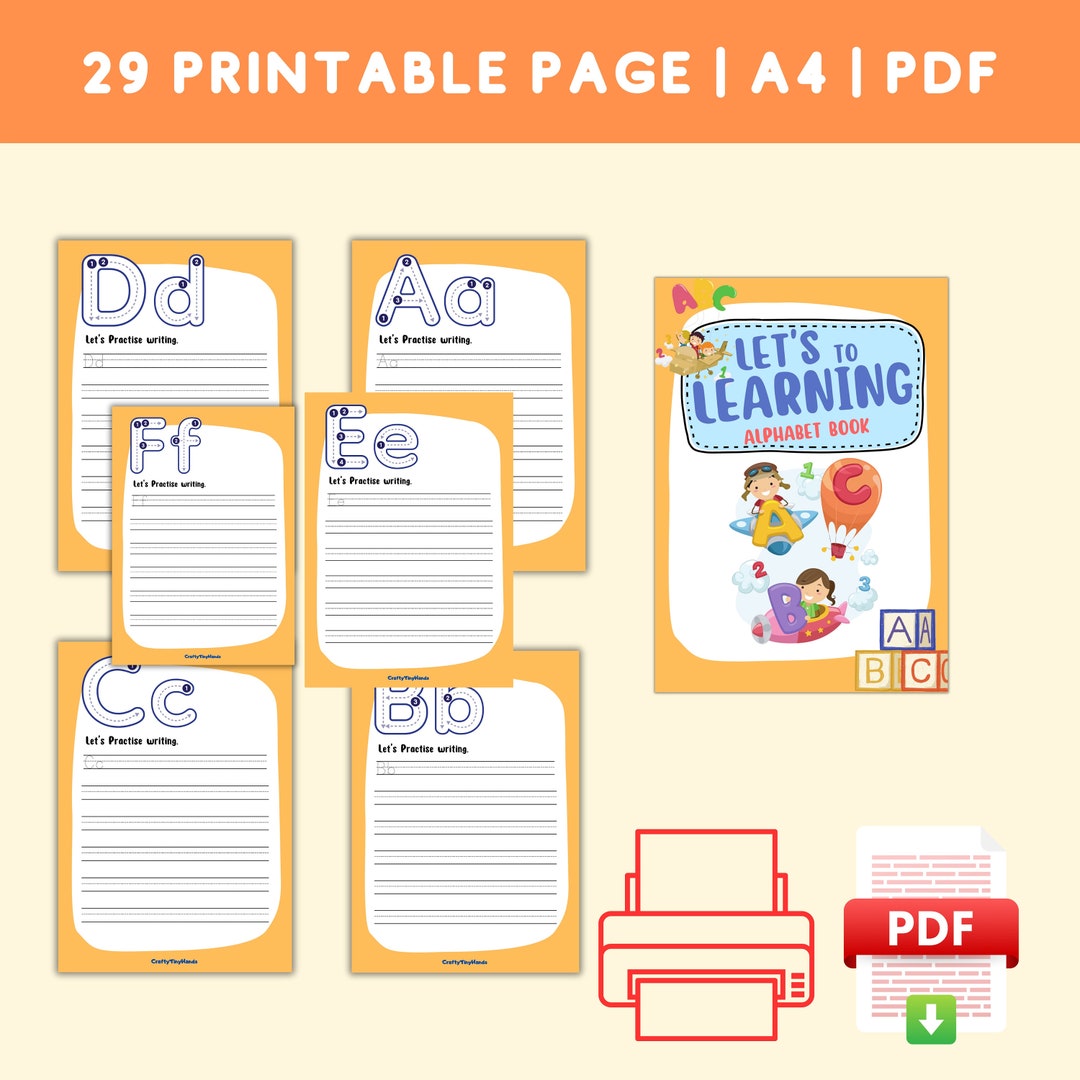 Alphabet Writing Printable Workbook for Kids, Kids Writing Practice ...