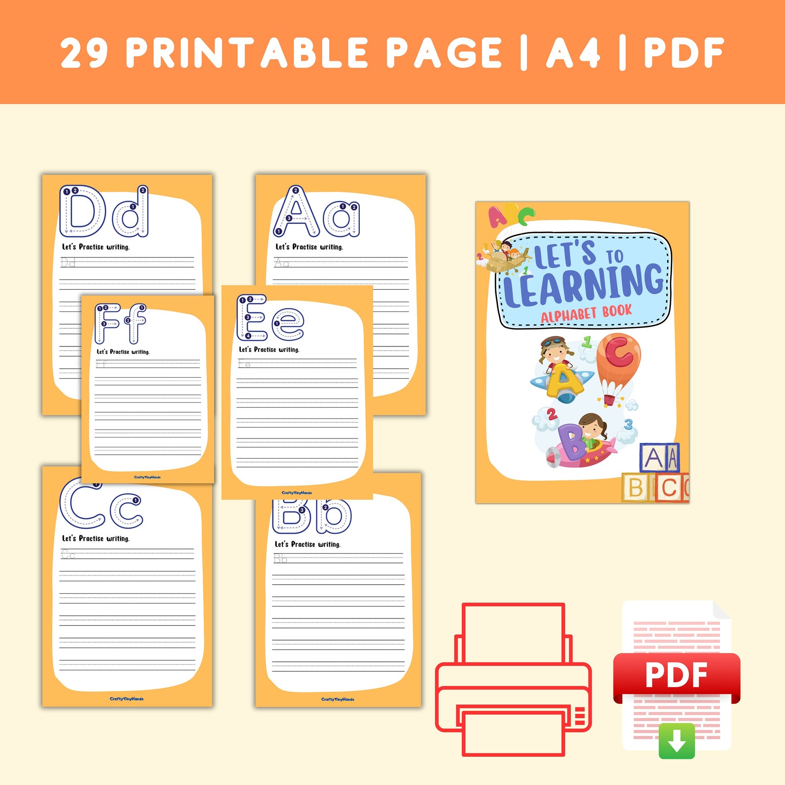 Alphabet Writing Printable Workbook for Kids, Kids Writing Practice ...