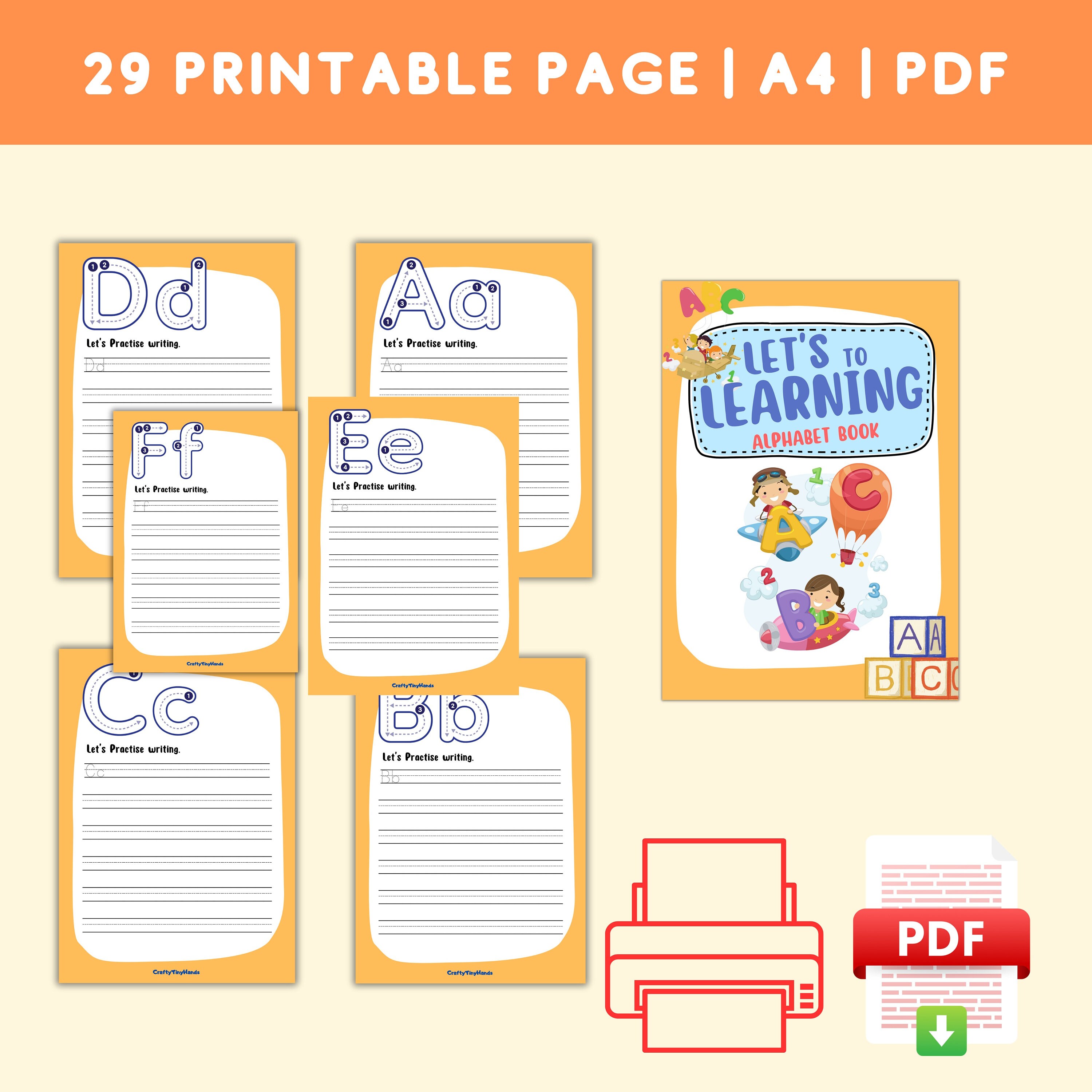 Alphabet Writing Printable Workbook for Kids, Kids Writing Practice ...