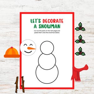 Lets Decorate a Snowman Printable Cut and Paste Activity for Kids ...