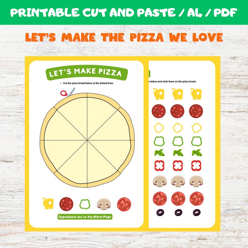 Printable Let's Make Pizza - Educational Cut and Paste Activity | PDF ...
