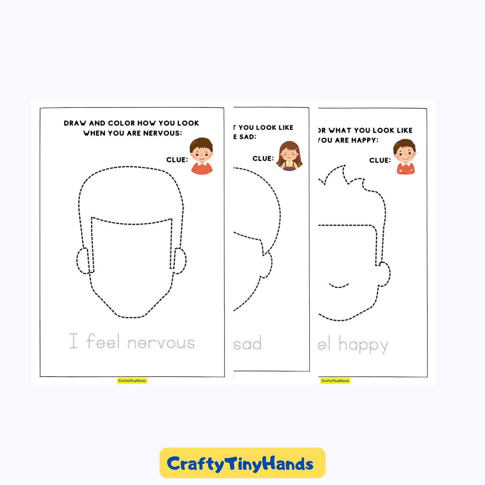 Emotions Activity for Kids Printable Toddler Feeling Chart Quiet Book ...