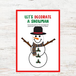 Lets Decorate a Snowman Printable Cut and Paste Activity for Kids ...