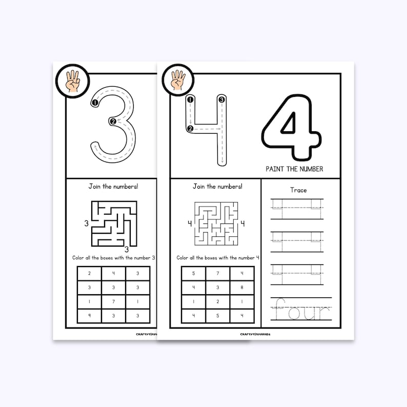Number Activity Book – Tracing, Coloring & Maze Worksheets (A4 PDF) - Etsy