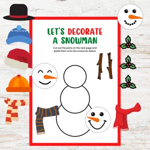 Lets Decorate a Snowman Printable Cut and Paste Activity for Kids ...