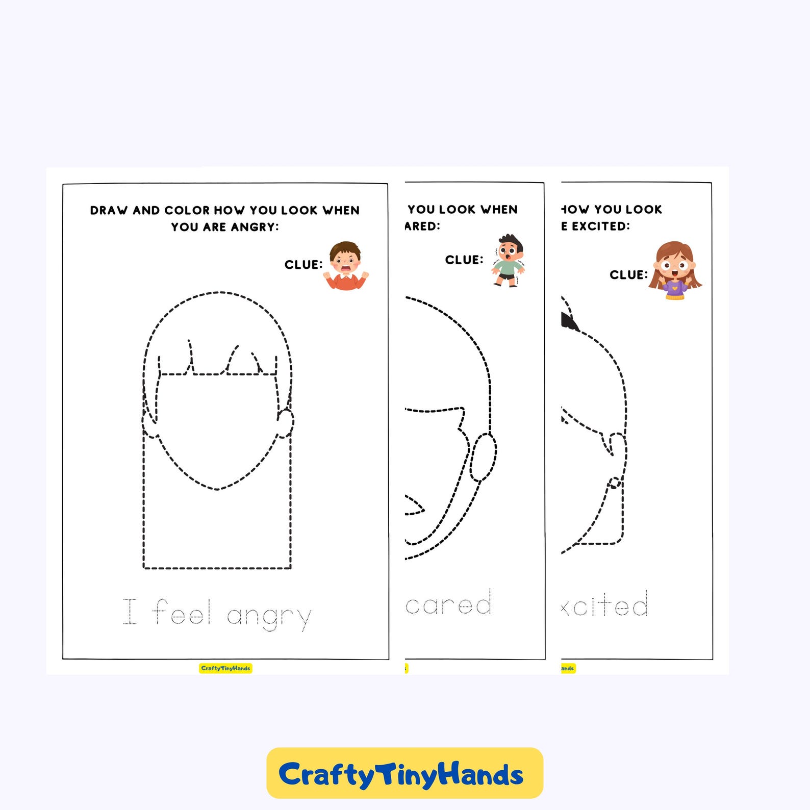 Emotions Activity for Kids Printable Toddler Feeling Chart Quiet Book ...