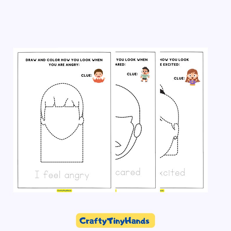 Emotions Activity for Kids Printable Toddler Feeling Chart Quiet Book ...