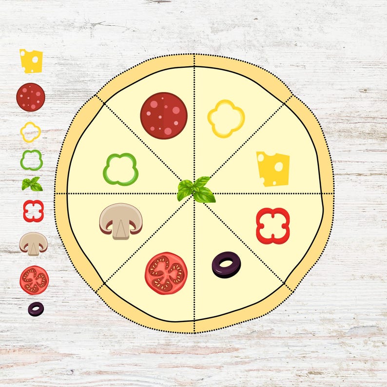 Pizza Cut and Paste Activity: Fun Learning Game (PDF) - Etsy