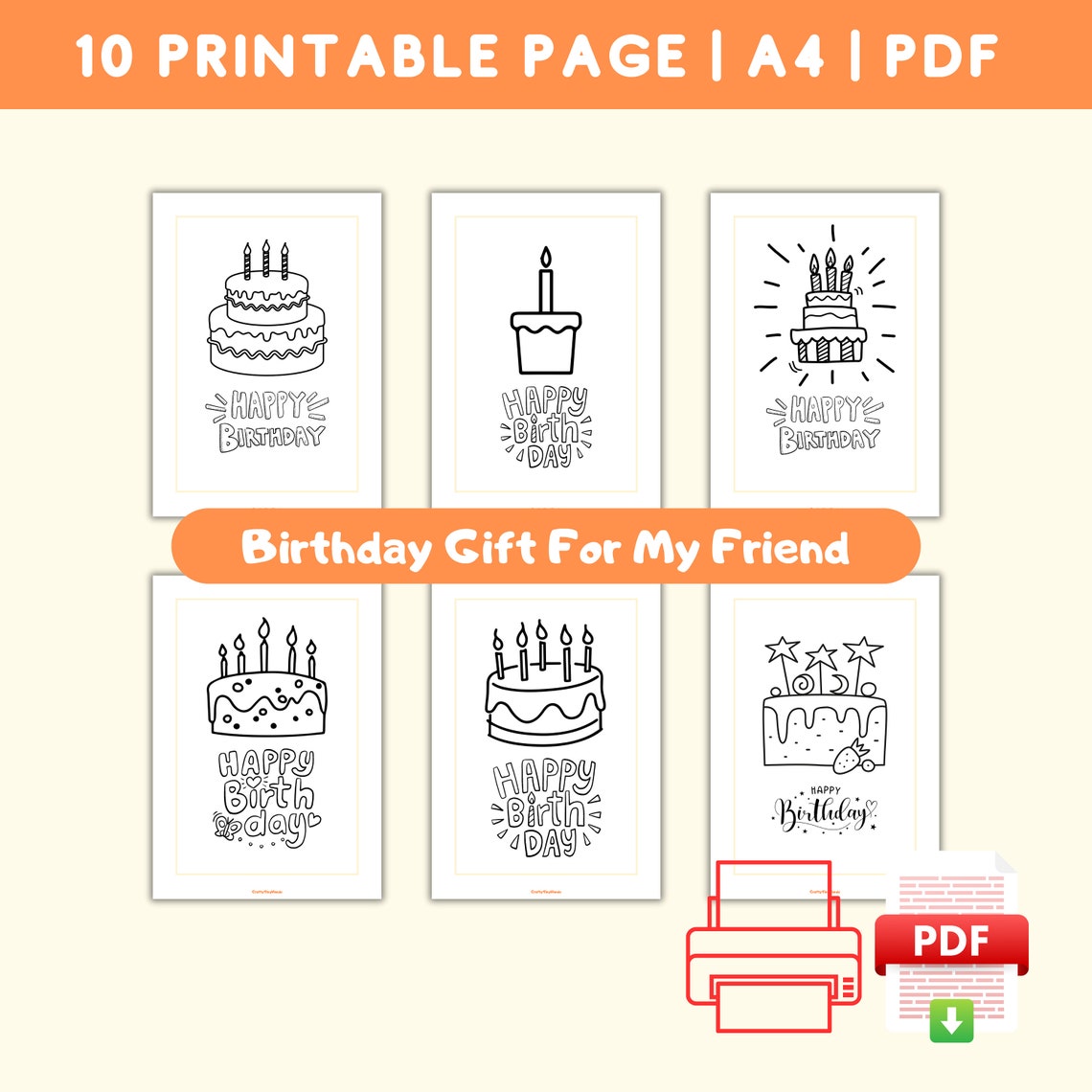 Printable Birthday Party Coloring Sheet, Party Favor Mini Coloring ...