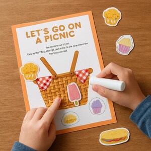 Picnic Activity: Cut and Paste Worksheet for Kids (A4 PDF) - Etsy