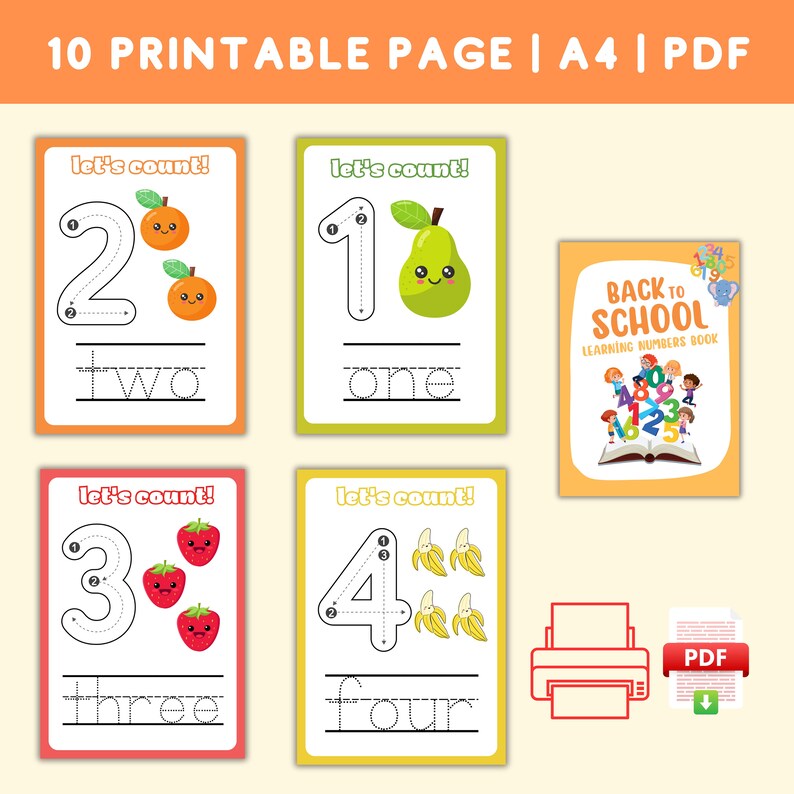 Printable Number Writing Fun Book: Printable Learning 1 to 10 Workbook ...