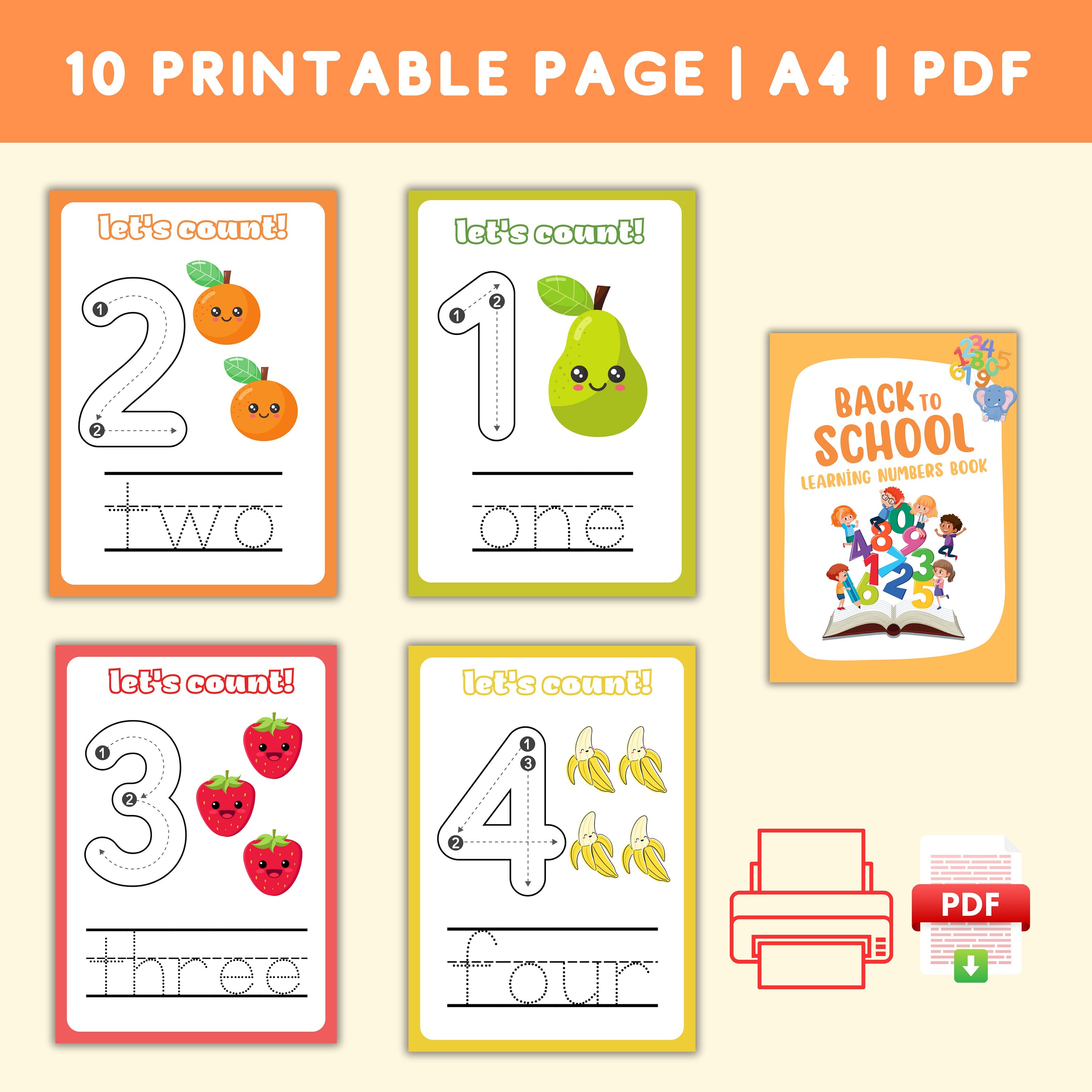 Printable Number Writing Fun Book: Printable Learning 1 to 10 Workbook ...