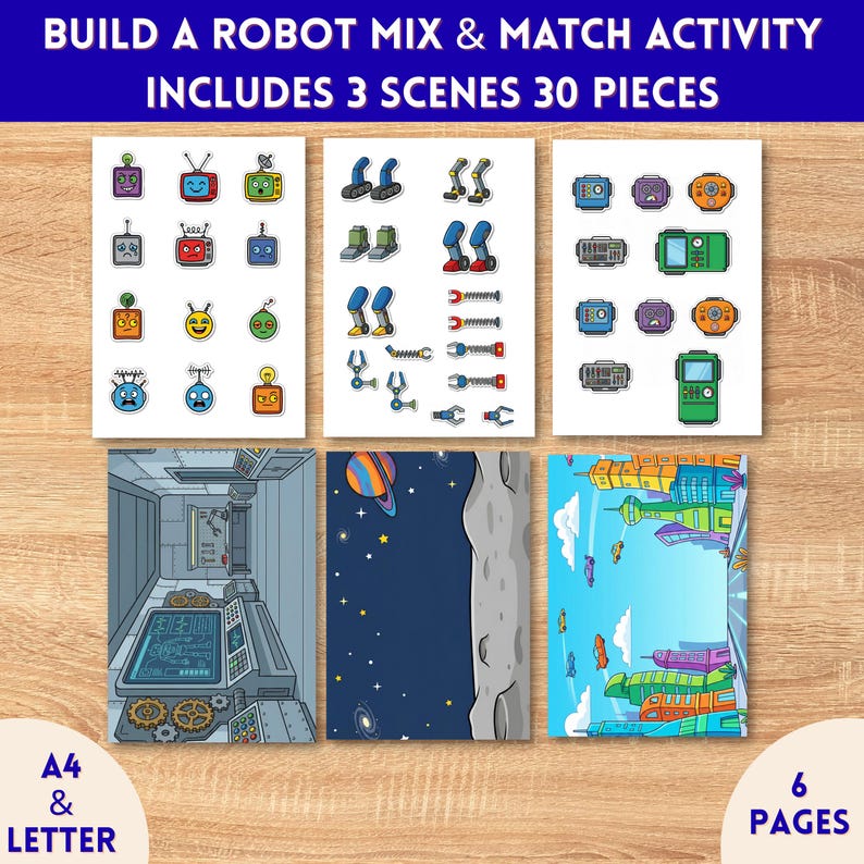 Printable Robot Craft Template for Kids, Mix and Match Cut and Paste ...