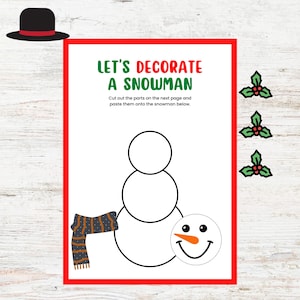Lets Decorate a Snowman Printable Cut and Paste Activity for Kids ...
