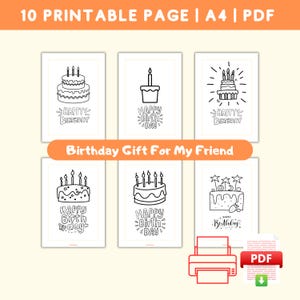 Birthday Cake Coloring Pages: Kids Party Activity (printable PDF) - Etsy