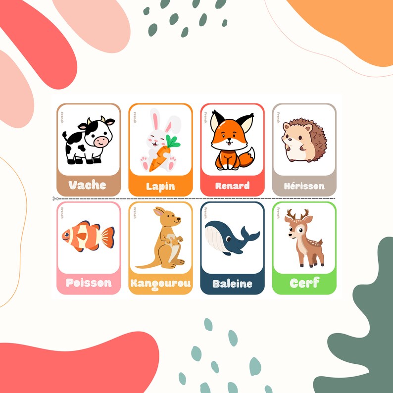 Printable Flashcards 24 English, German, and French Animal Flashcards ...