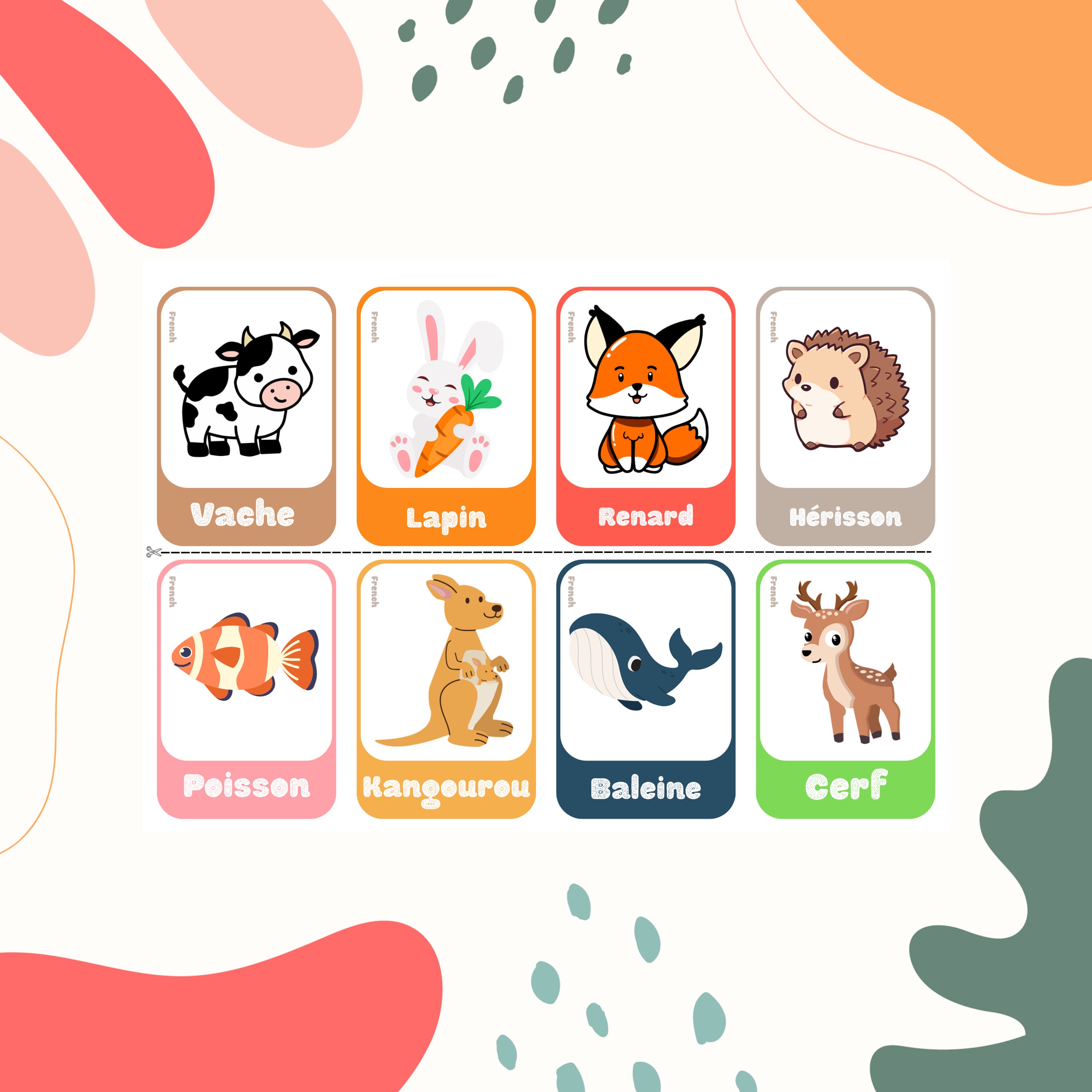 Printable Flashcards 24 English, German, and French Animal Flashcards ...