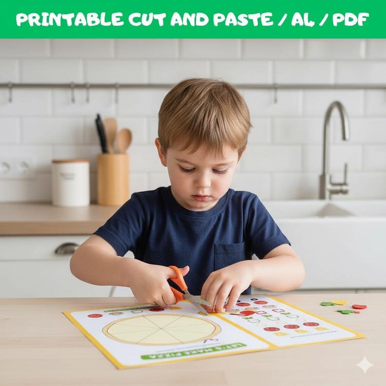 Printable Kids Pizza Craft Activity, Cut and Paste Preschool A4 Digital ...