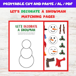 Lets Decorate a Snowman Printable Cut and Paste Activity for Kids ...